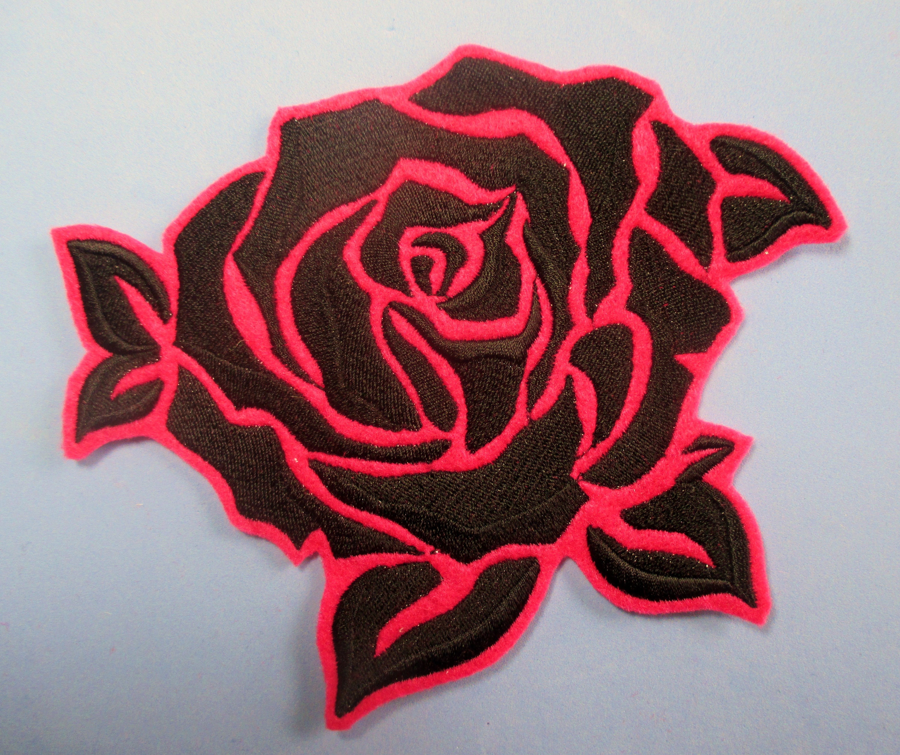 Large Embroidered "the Black Rose" Applique Patch, Iron on or Sew On ...