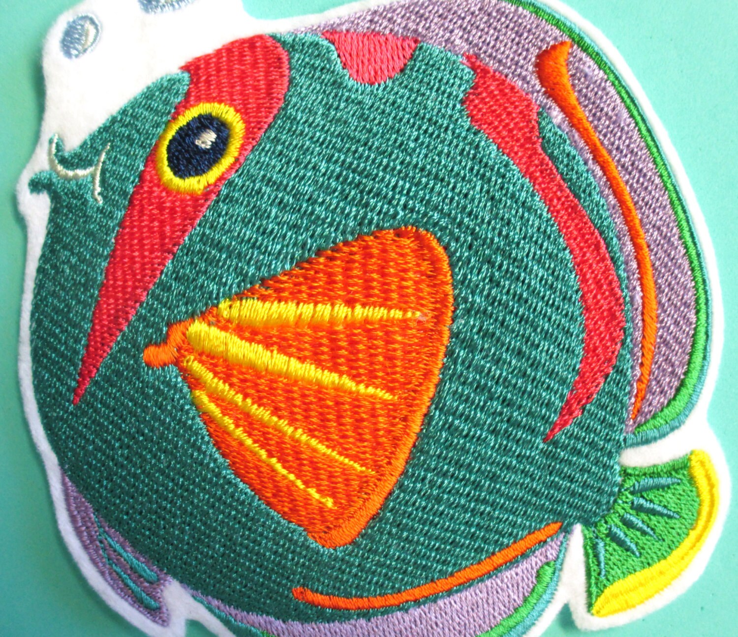 Large Embroidered Colorful Fish Applique Patch Beach - Etsy