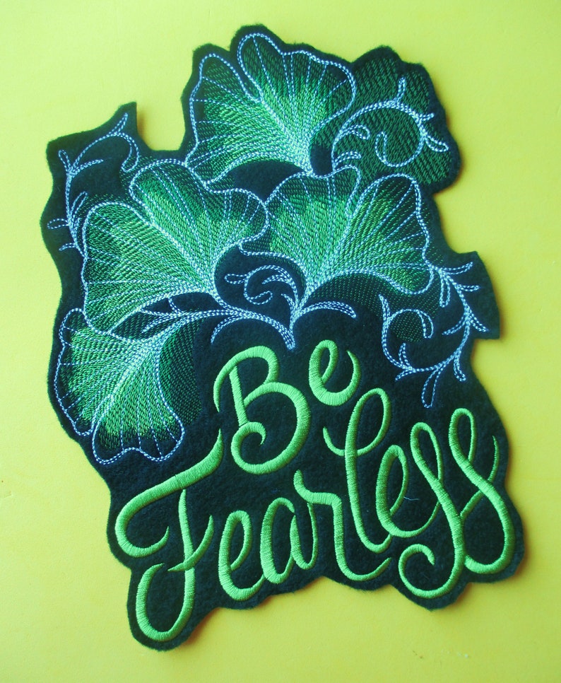 XL Embroidered "be Fearless" Motivational Word Patch, Beautiful Foliage ...