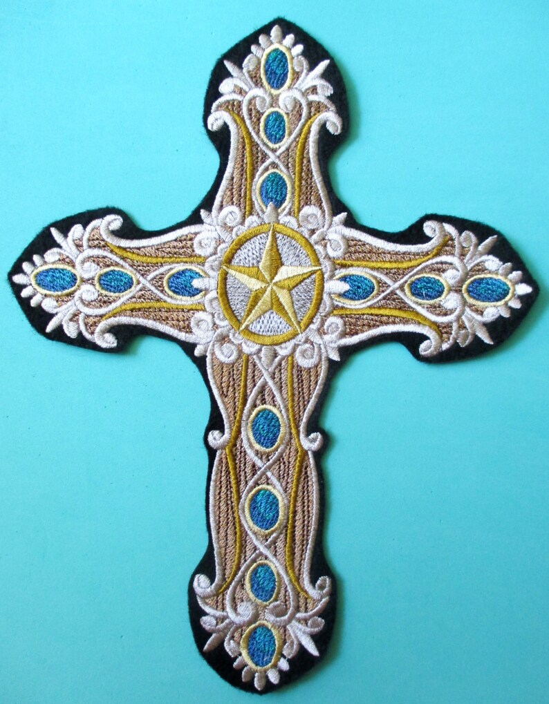 Extra Large Embroidered Western Cross Applique Patch | Etsy