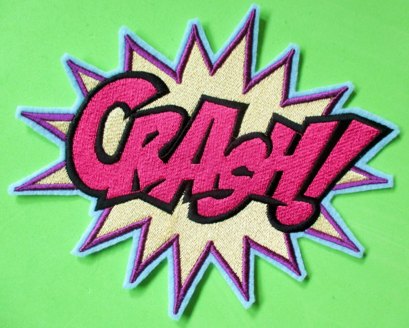 Jumbo Embroidered CRASH Applique Patch, Super Hero Patch, Pastel and ...