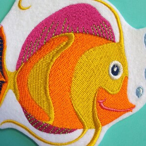 Large Embroidered Colorful Fish Applique Patch, Beach Applique ...