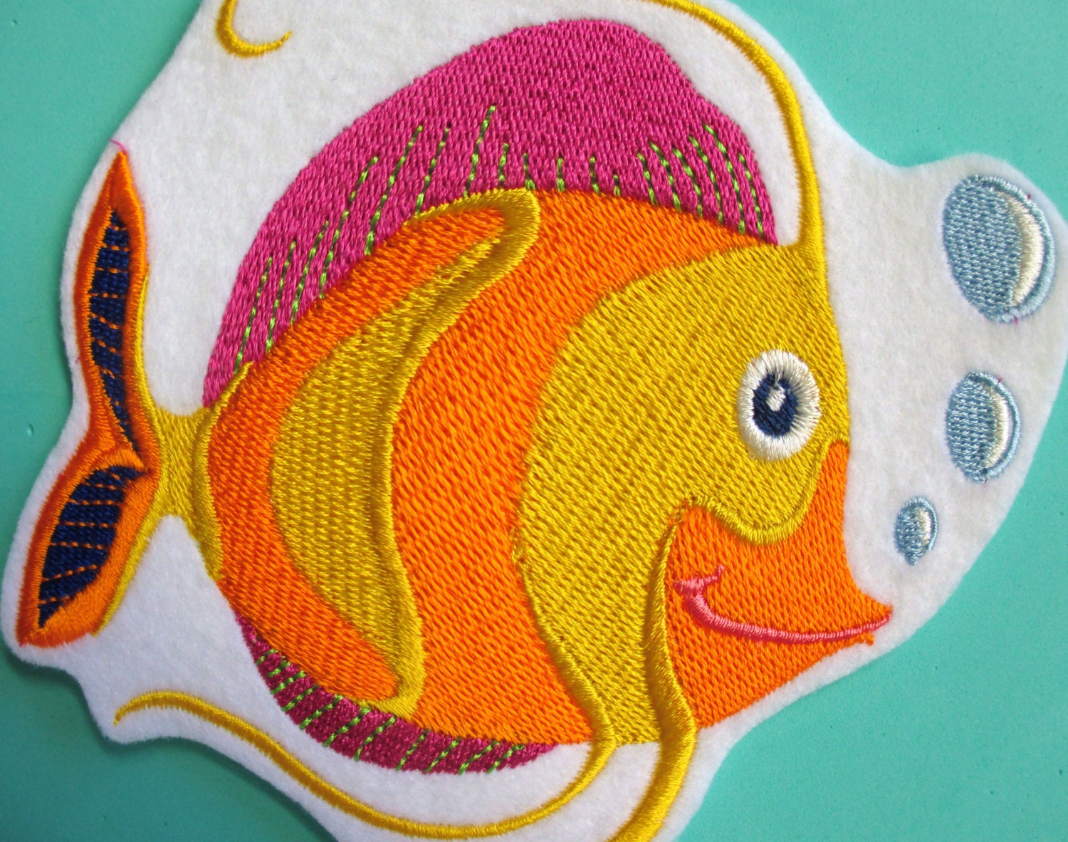 Large Embroidered Colorful Fish Applique Patch Beach | Etsy