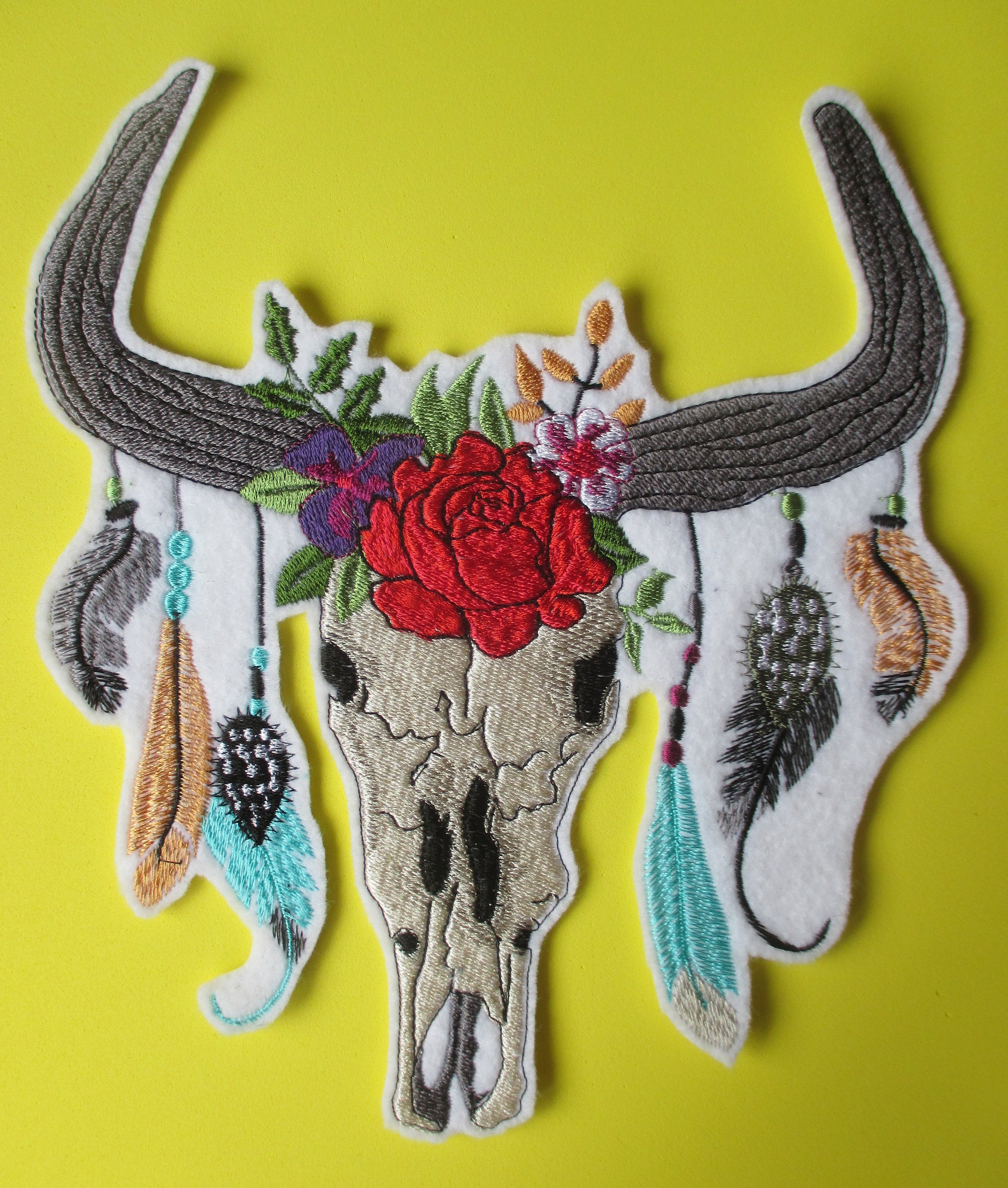 Embroidered Steer Skull Applique Patch, Southwest, Western, Skull ...
