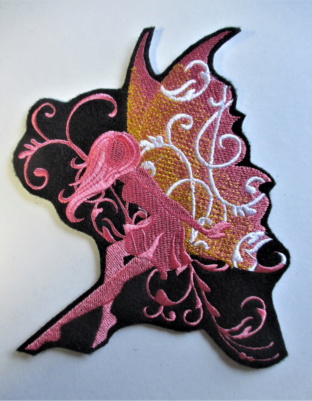 Large Fairy Applique Patch, Wings, Peachy Coral, Gold, Heavenly Fairy ...