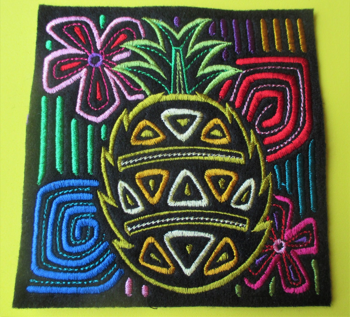 Embroidered Mola Panamanian Pineapple Applique Patch, Replica, Panama ...