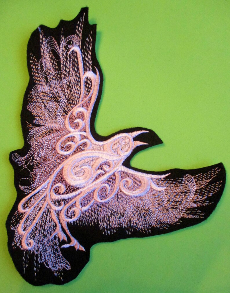 Large 7 X 6 Embroidered Baroque Raven Applique Patch Iron On - Etsy