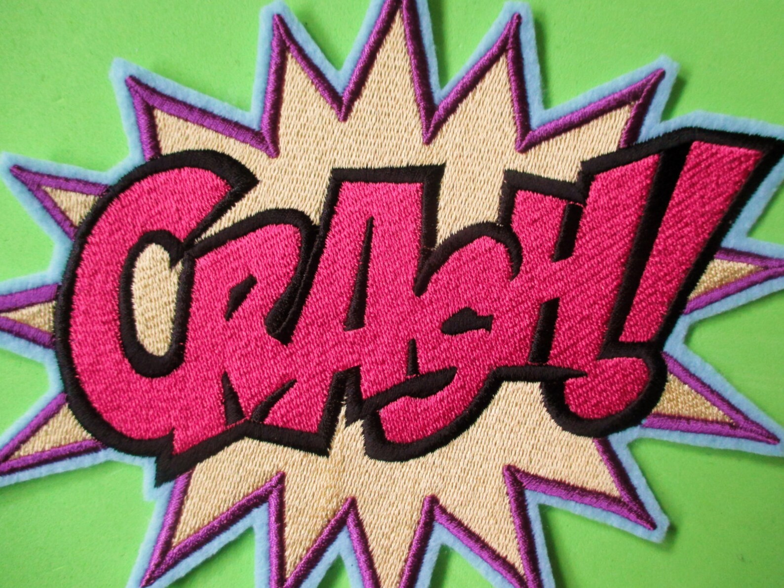 Jumbo Embroidered CRASH Applique Patch, Super Hero Patch, Pastel and ...