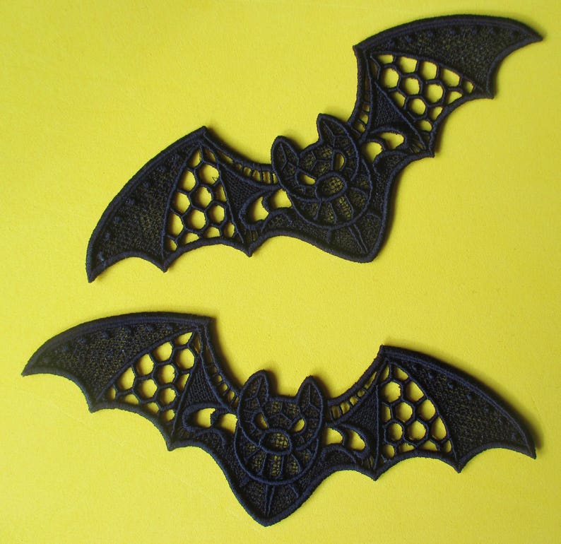Large Embroidered Lace Bat Applique Halloween Decor - Etsy