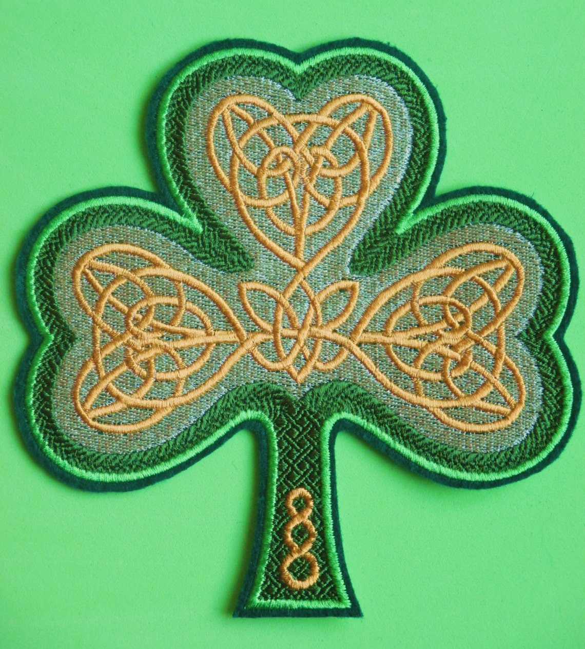 JUMBO Embroidered Shamrock With Celtic Knot Designs Shamrock - Etsy