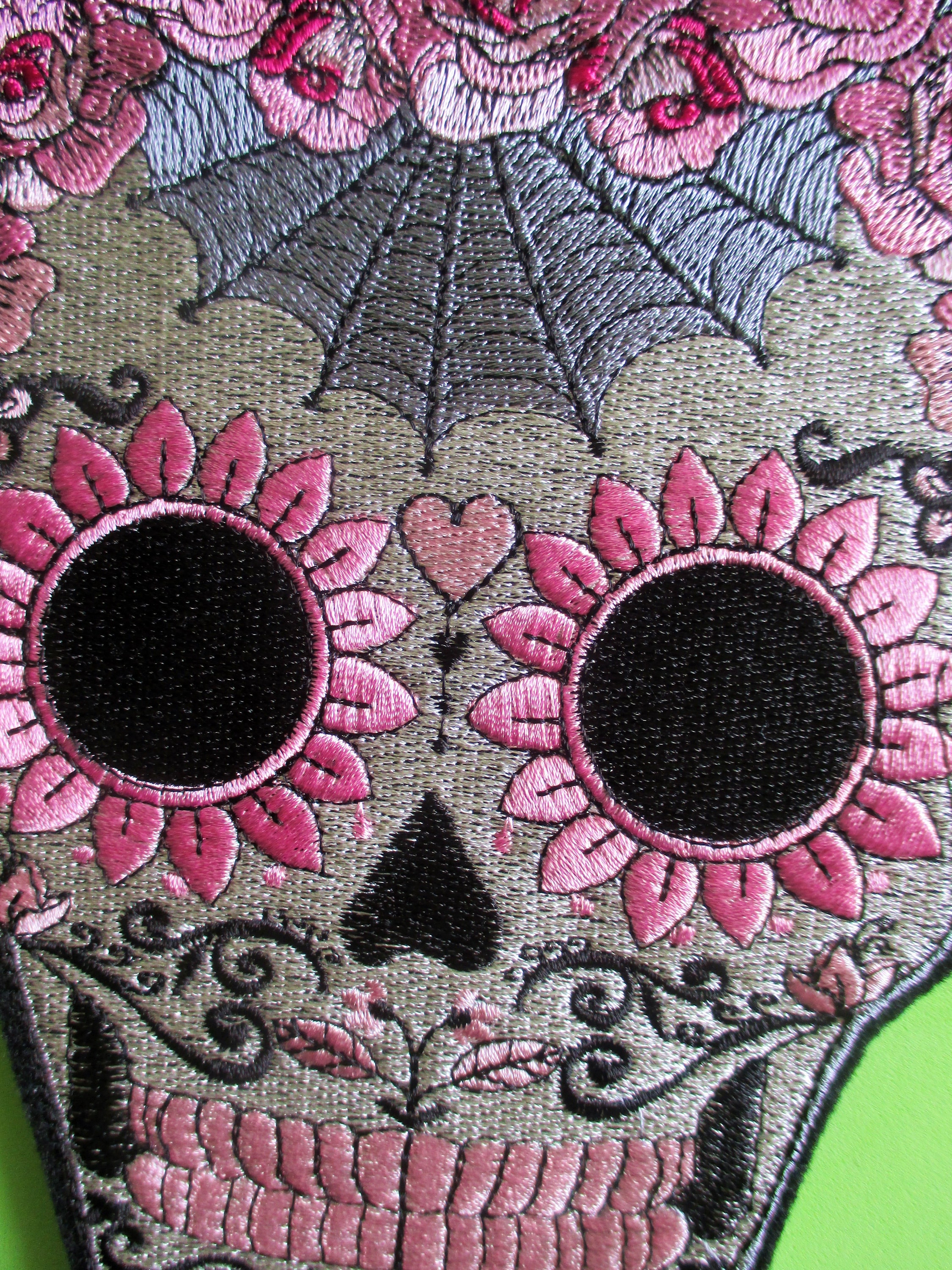 Extra Large Embroidered Sugar Skull Applique Patch Roses | Etsy