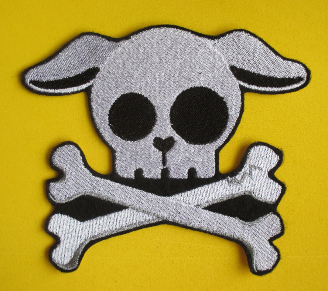 Large Embroidered Pup, Puppy Skull Applique Patch, Iron On, Sew On ...