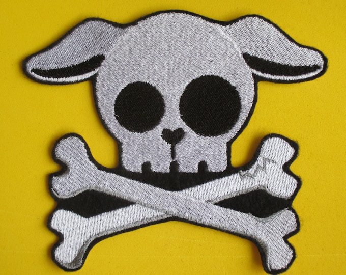 Large Embroidered Pup, Puppy Skull Applique Patch, Iron On, Sew On ...