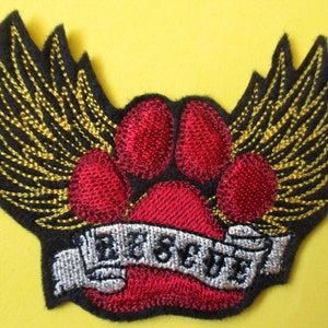 Pink, Red, or Blue Embroidered Pet Rescue Applique Patch, Animal Rescue ...