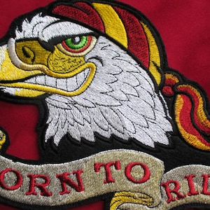 Jumbo Born to Ride, Eagle Motorcycle Biker Patch, Embroidered Patch is ...