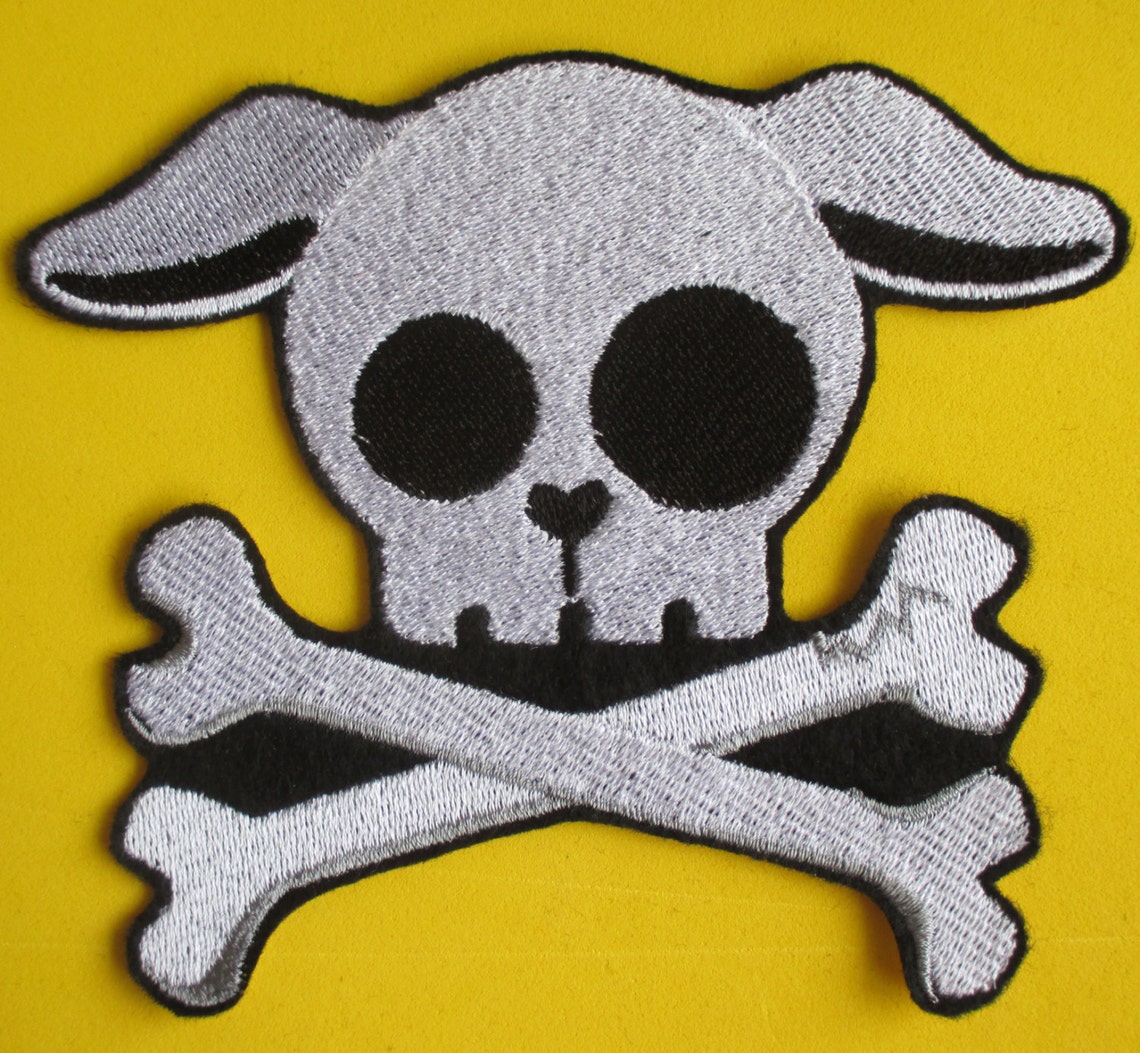 Large Embroidered Pup Puppy Skull Applique Patch Iron On - Etsy