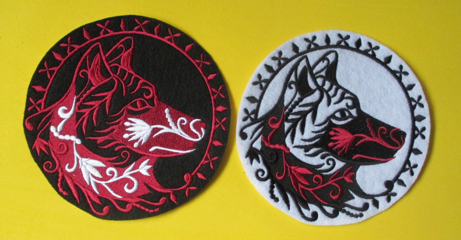 Large Embroidered Wolf Applique Patch Intricate Swirls and | Etsy