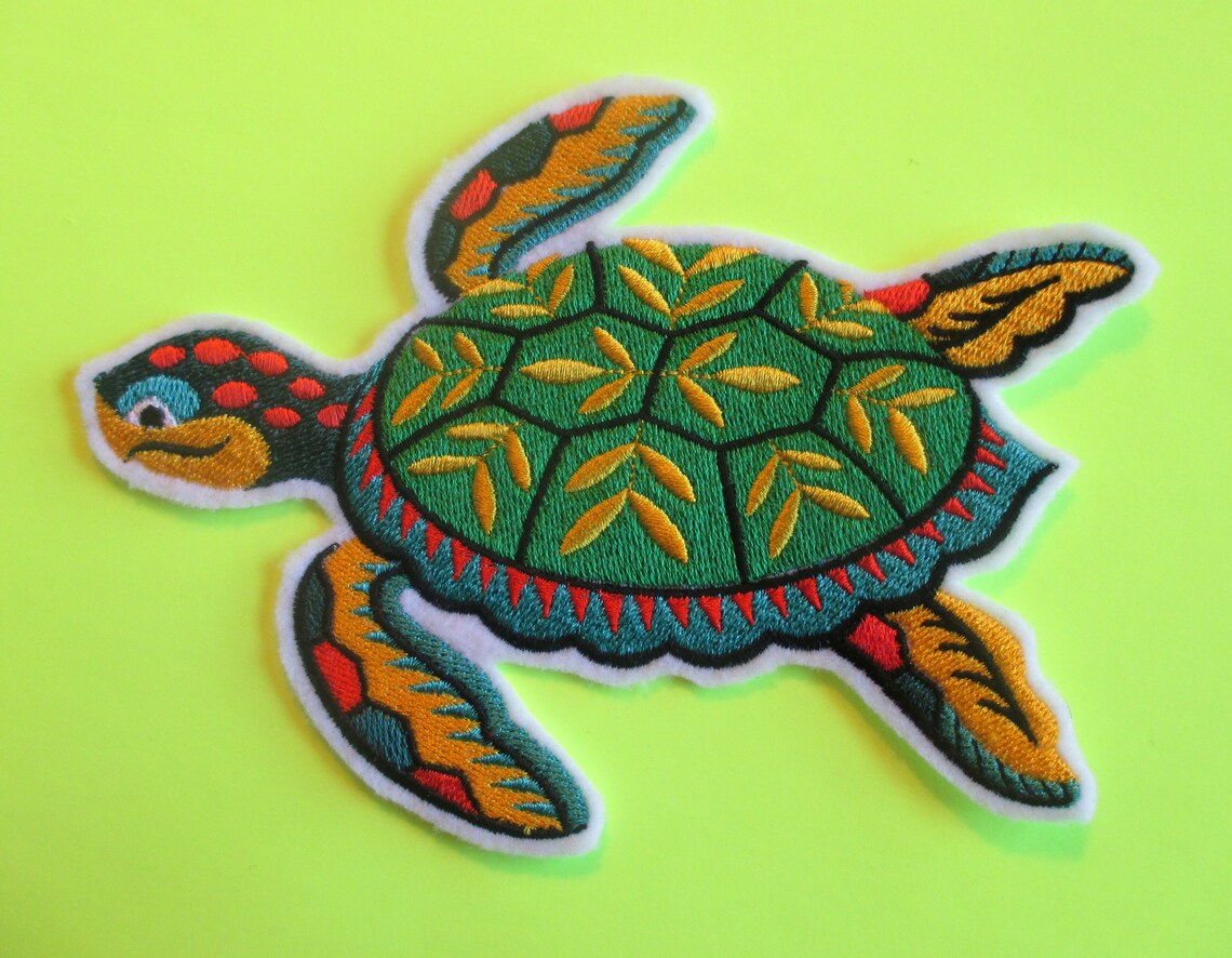 Large Embroidered Sea Turtle Applique Patch Summer Home | Etsy