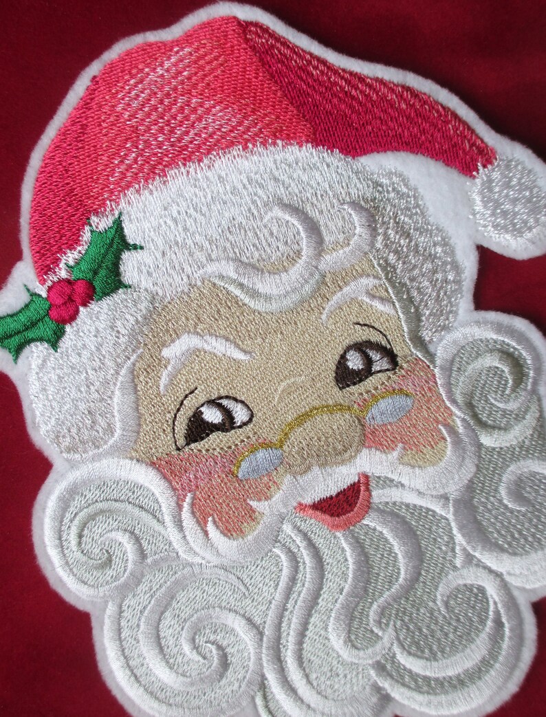 XL Embroidered Santa Applique Patch Christmas Patch Holiday - Etsy