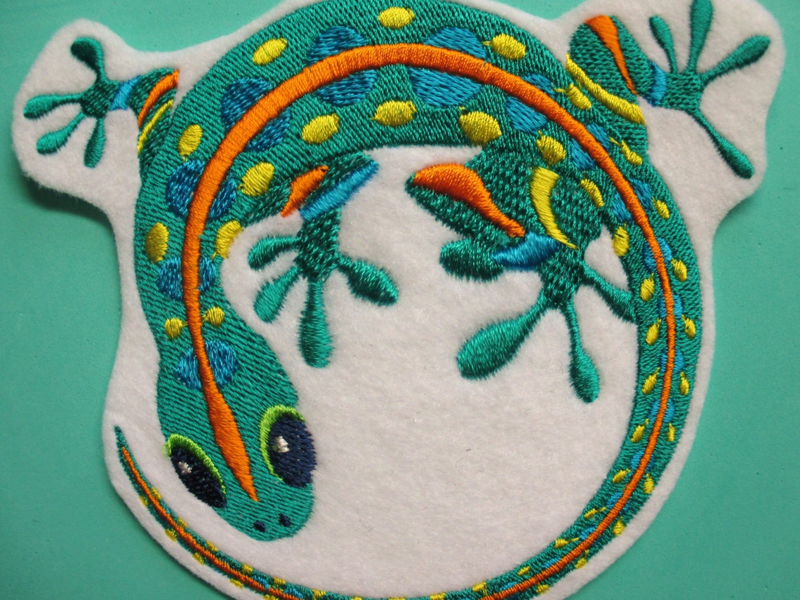 Large Tropical Colored Caribbean Gecko Applique Patch Iron on - Etsy