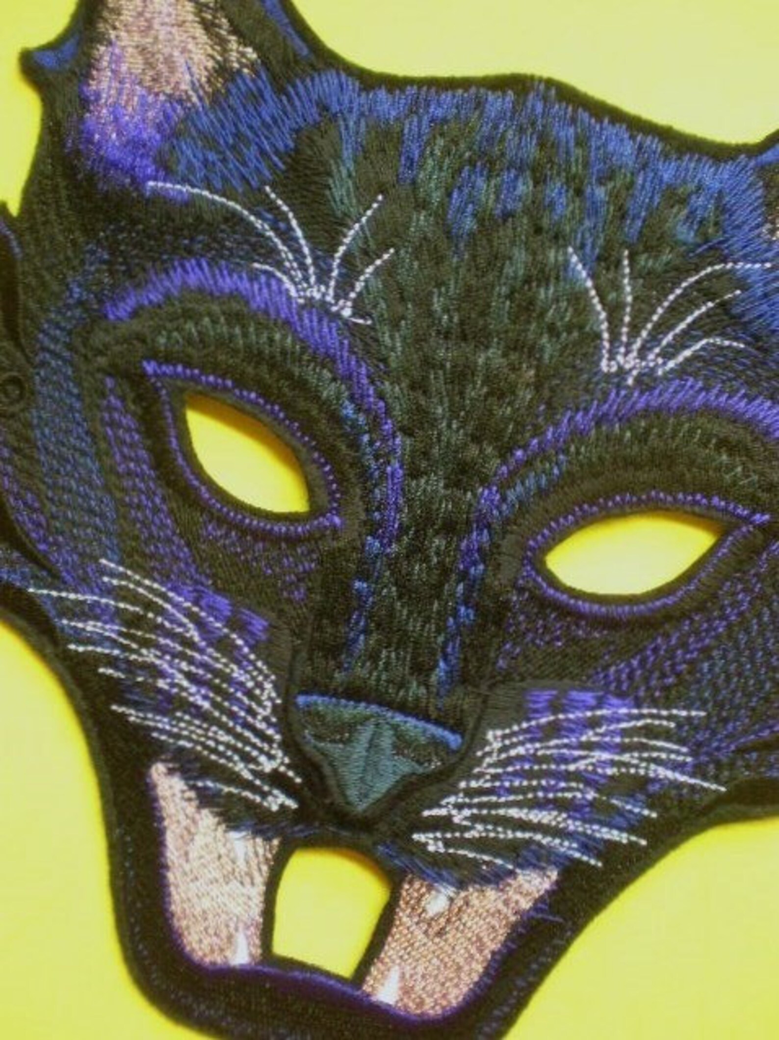 Embroidered Black Cat Full Face Mask Panther Halloween Mask - Etsy