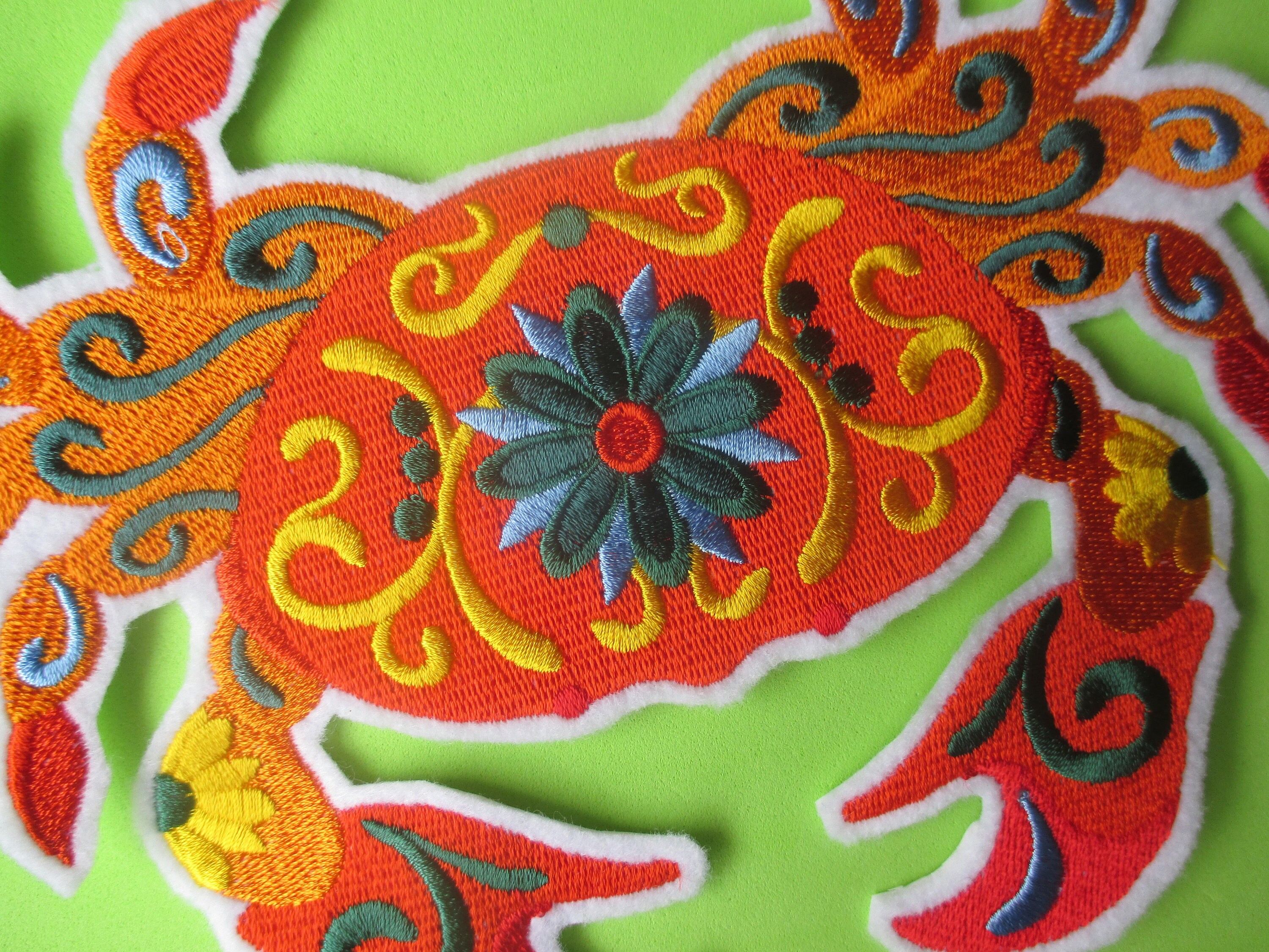 Extra Lg. Embroidered Flower Power Crab Applique Patch - Etsy