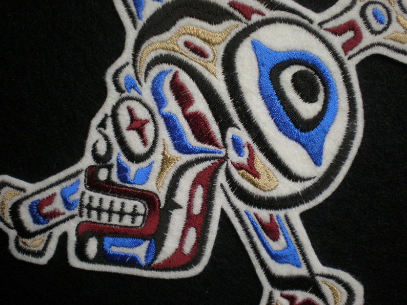Large Embroidered Tribal Skull and Crossbones Iron on Applique Patch ...