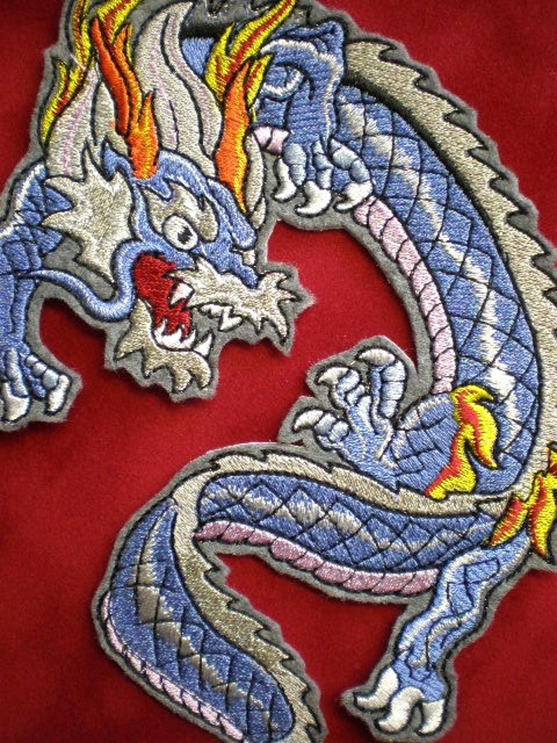 Extra Large Embroidered Dragon Iron on Applique Patch Biker - Etsy