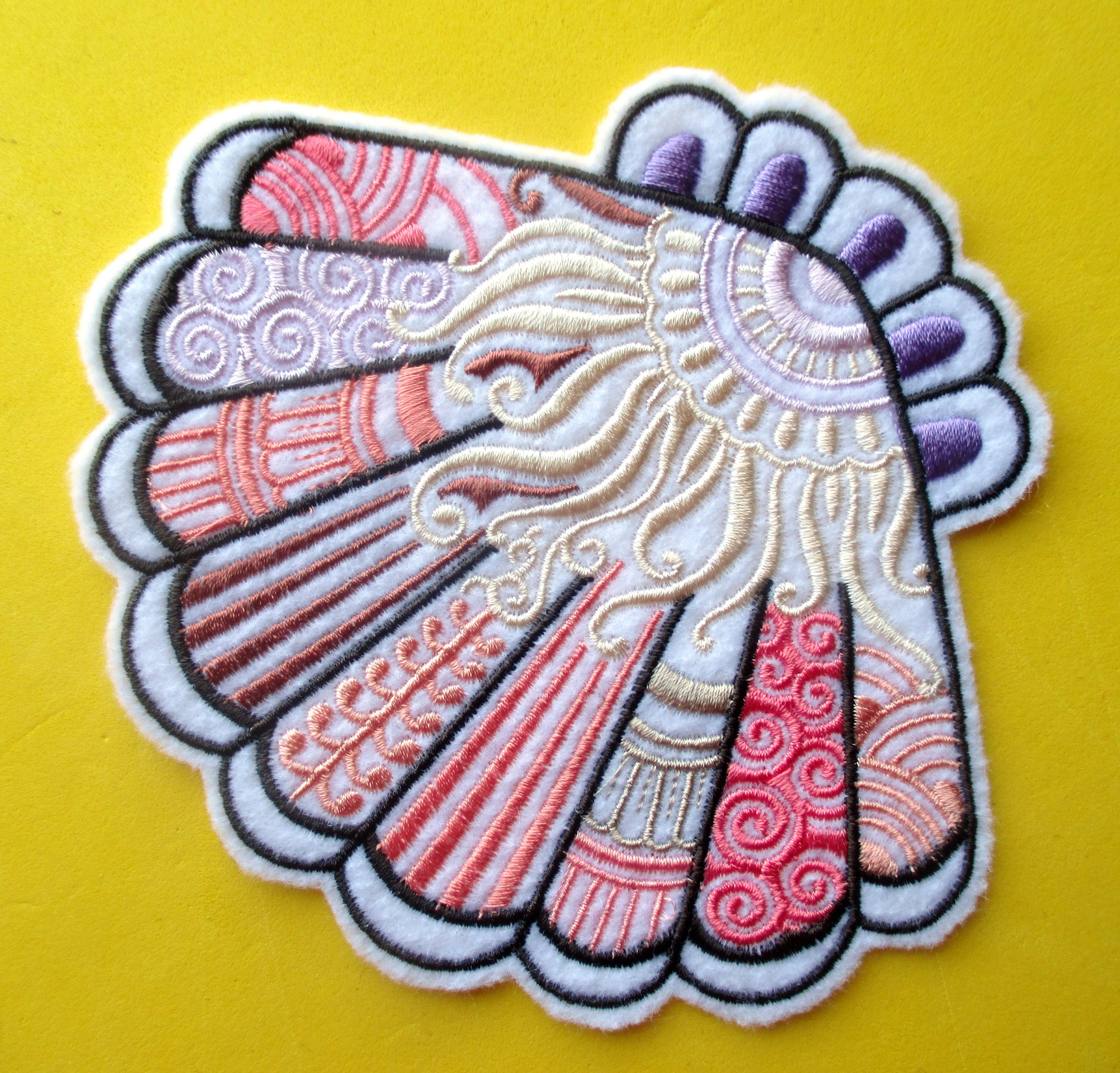 Large Embroidered Sea Shell Applique Patch Mehndi Style Wall | Etsy