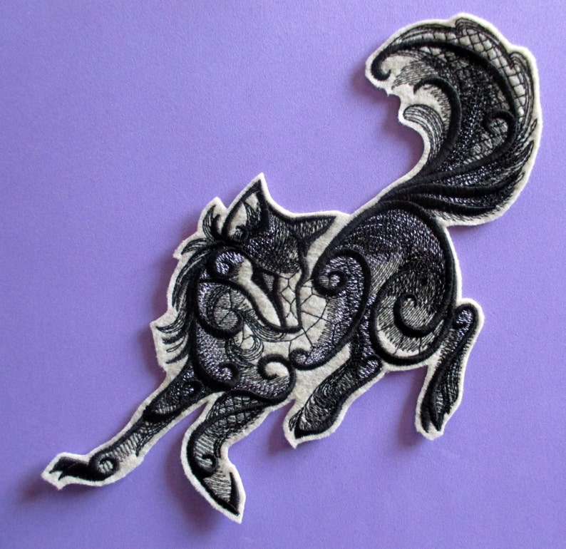 Extra Large Embroidered Wolf Applique Patch Textured and Lacy | Etsy