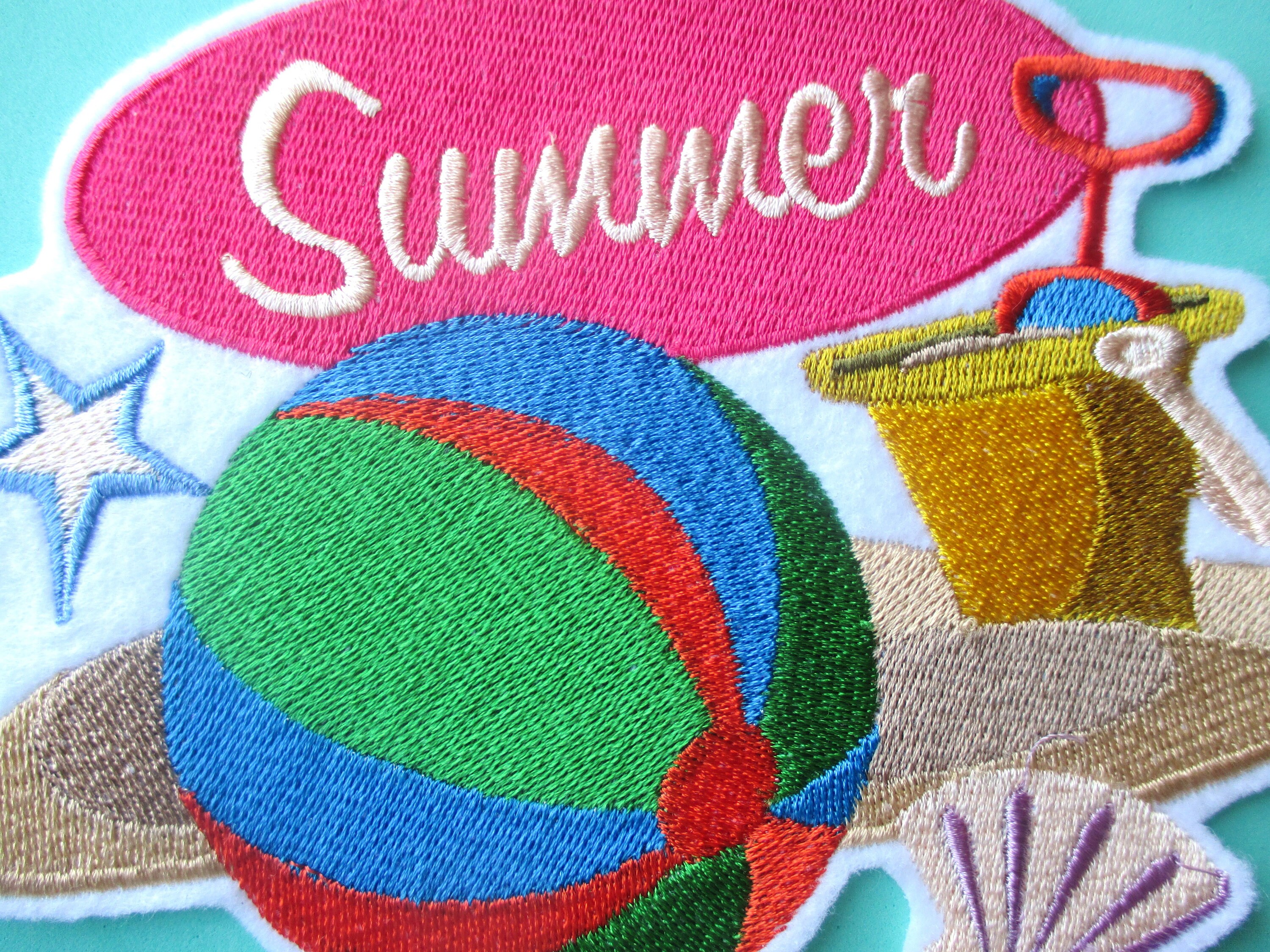 Large Embroidered Summer Applique Patch Sea Shore Ocean - Etsy UK