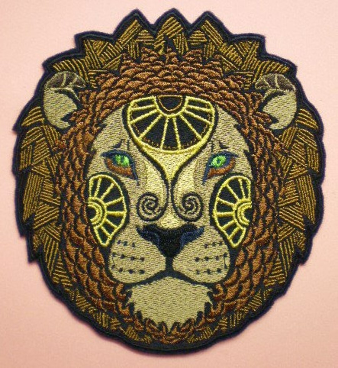 Large 5 1/2 by 5 Inch Embroidered Leo the Lion Astrology Sign Iron on ...