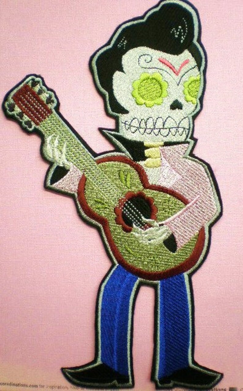 Large 10 3/4 Inch Embroidered Retro Elvis Rockabilly Skull | Etsy