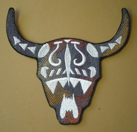 Large Embroidered Southwestern Steer Iron on Applique Patch, Ornate ...