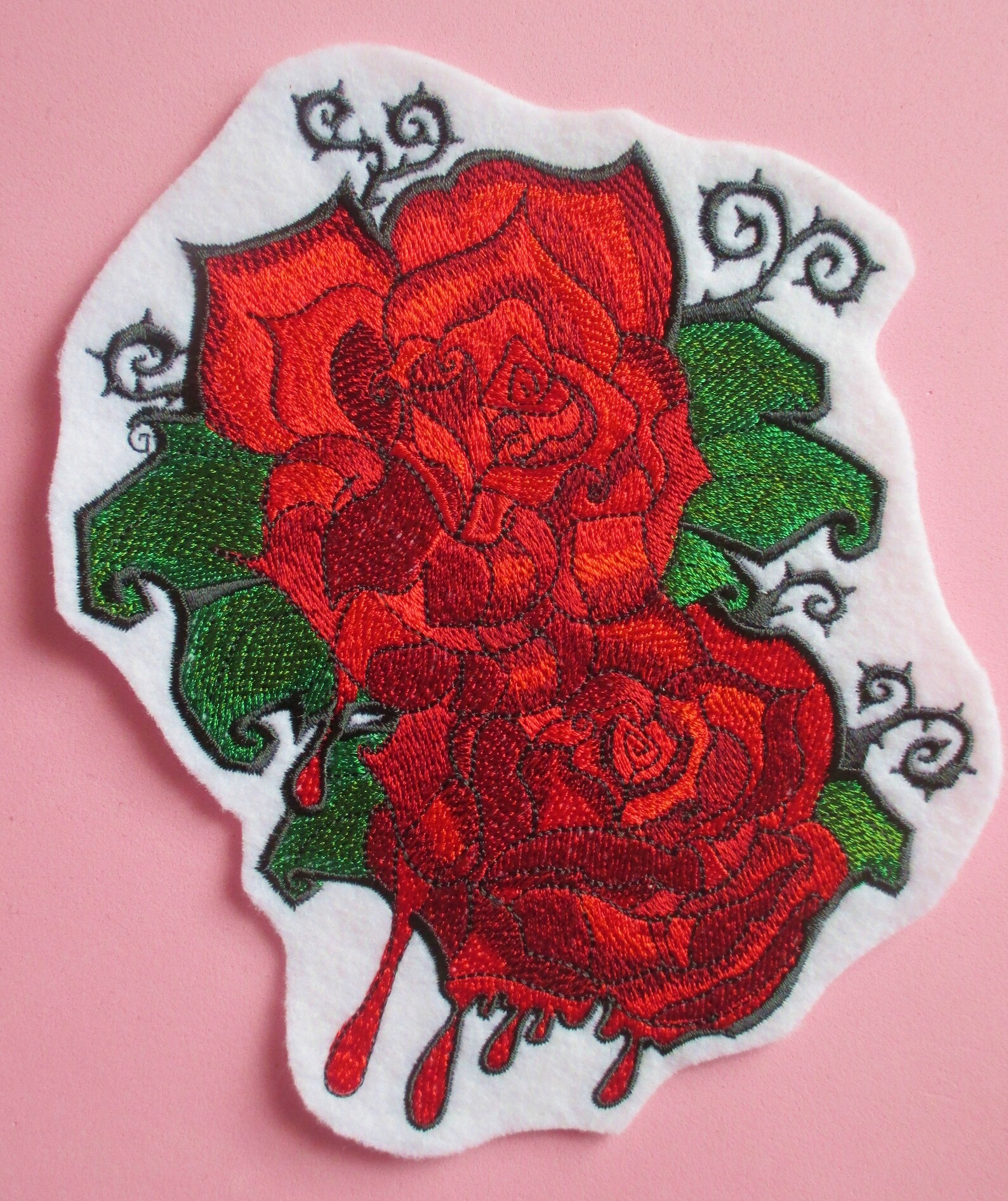 Large Embroidered Red Blood Rose Applique Patch Biker Patch - Etsy