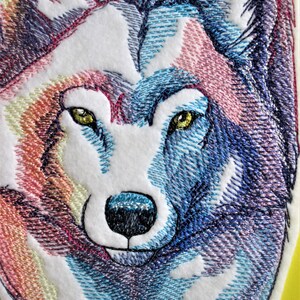 JUMBO Embroidered Dreamy Wolf Applique Patch, 12.50 Inches Jacket Patch ...