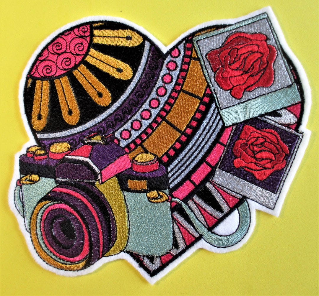 XL Embroidered " Love My Photography " Applique Patch, Camera, Heart ...