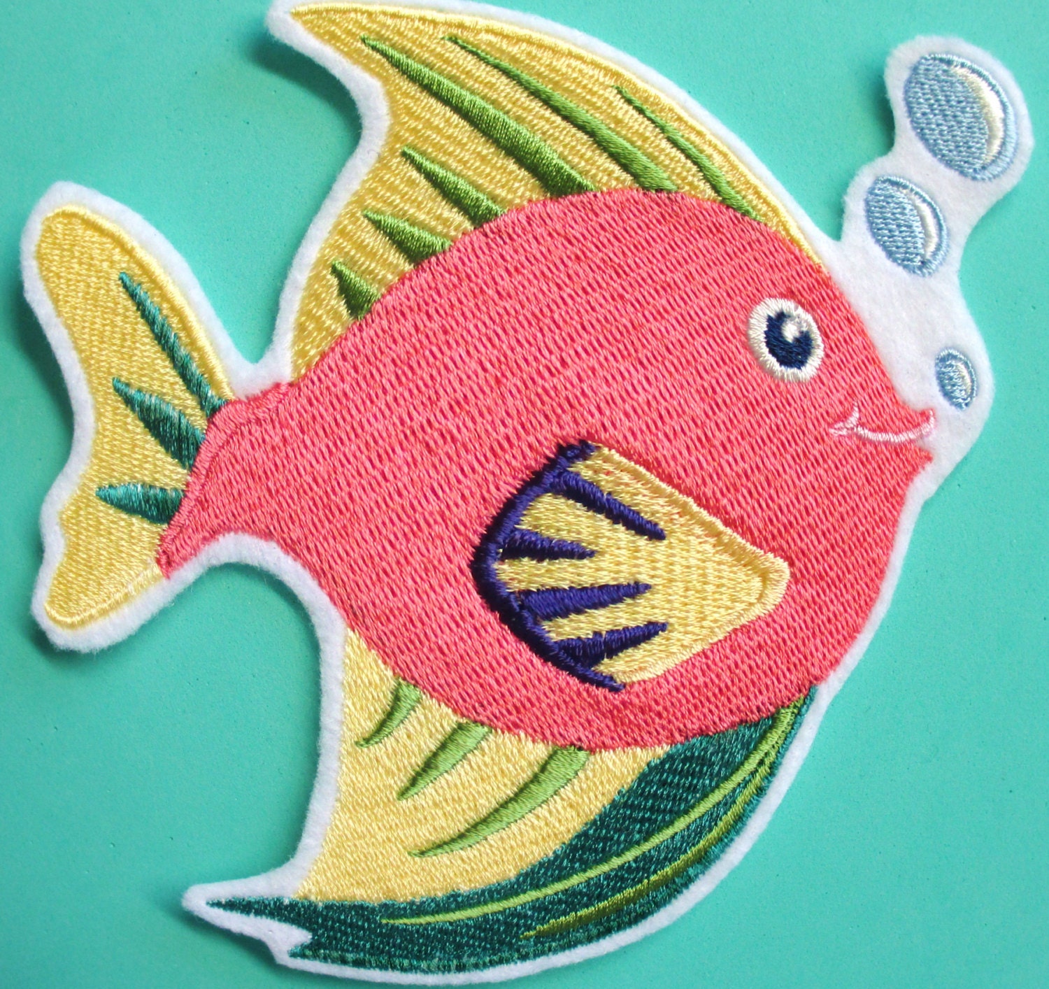 Large Embroidered Colorful Fish Applique Patch Beach - Etsy