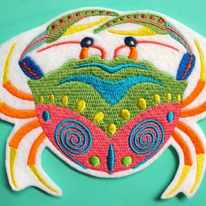Large Tropical Colored Caribbean Crab Applique Patch, Iron on or Sew on ...