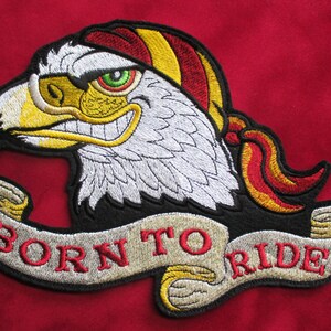Jumbo Born to Ride, Eagle Motorcycle Biker Patch, Embroidered Patch is ...