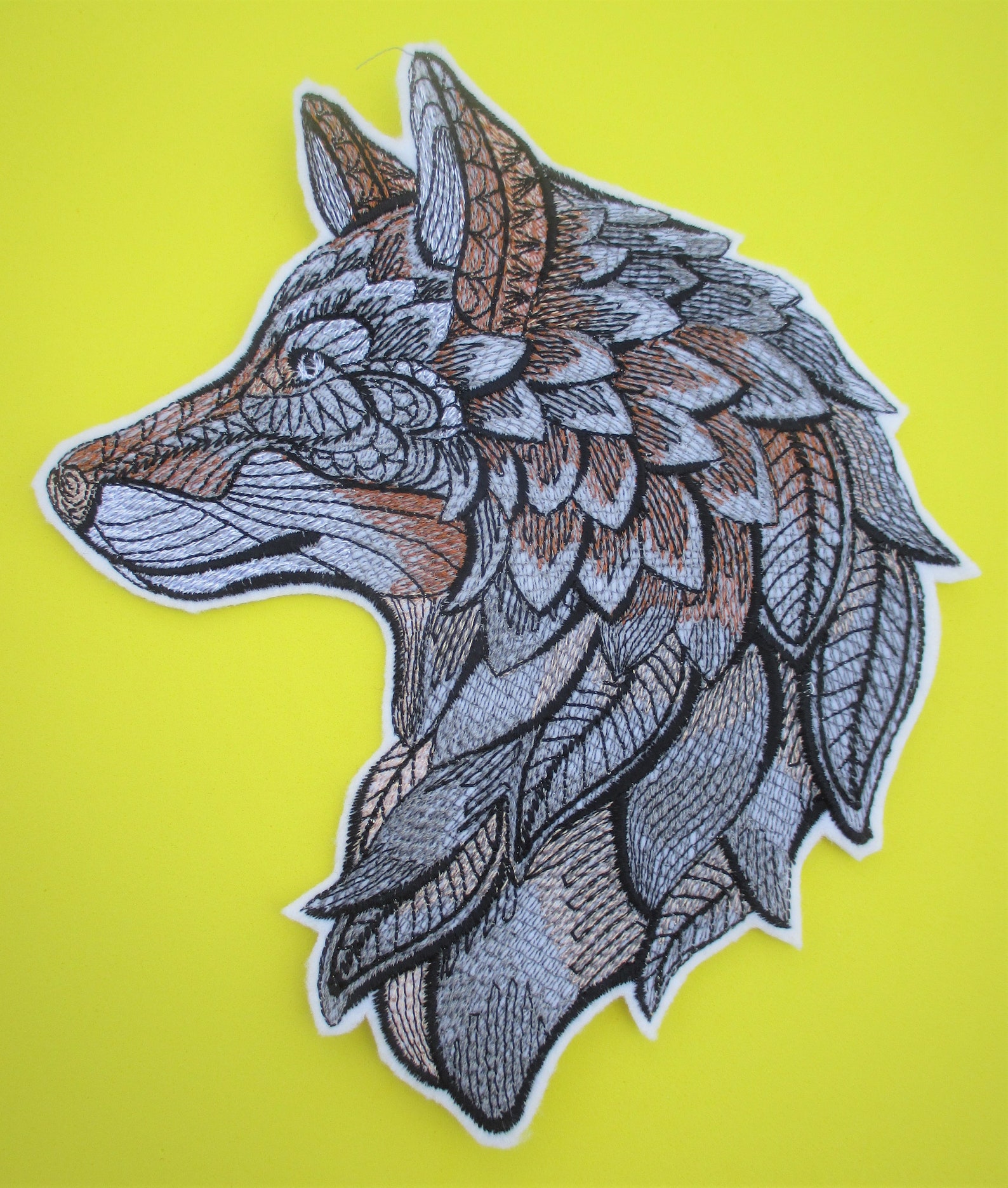 Large Embroidered Wolf Applique Patch Iron on or Sew On - Etsy
