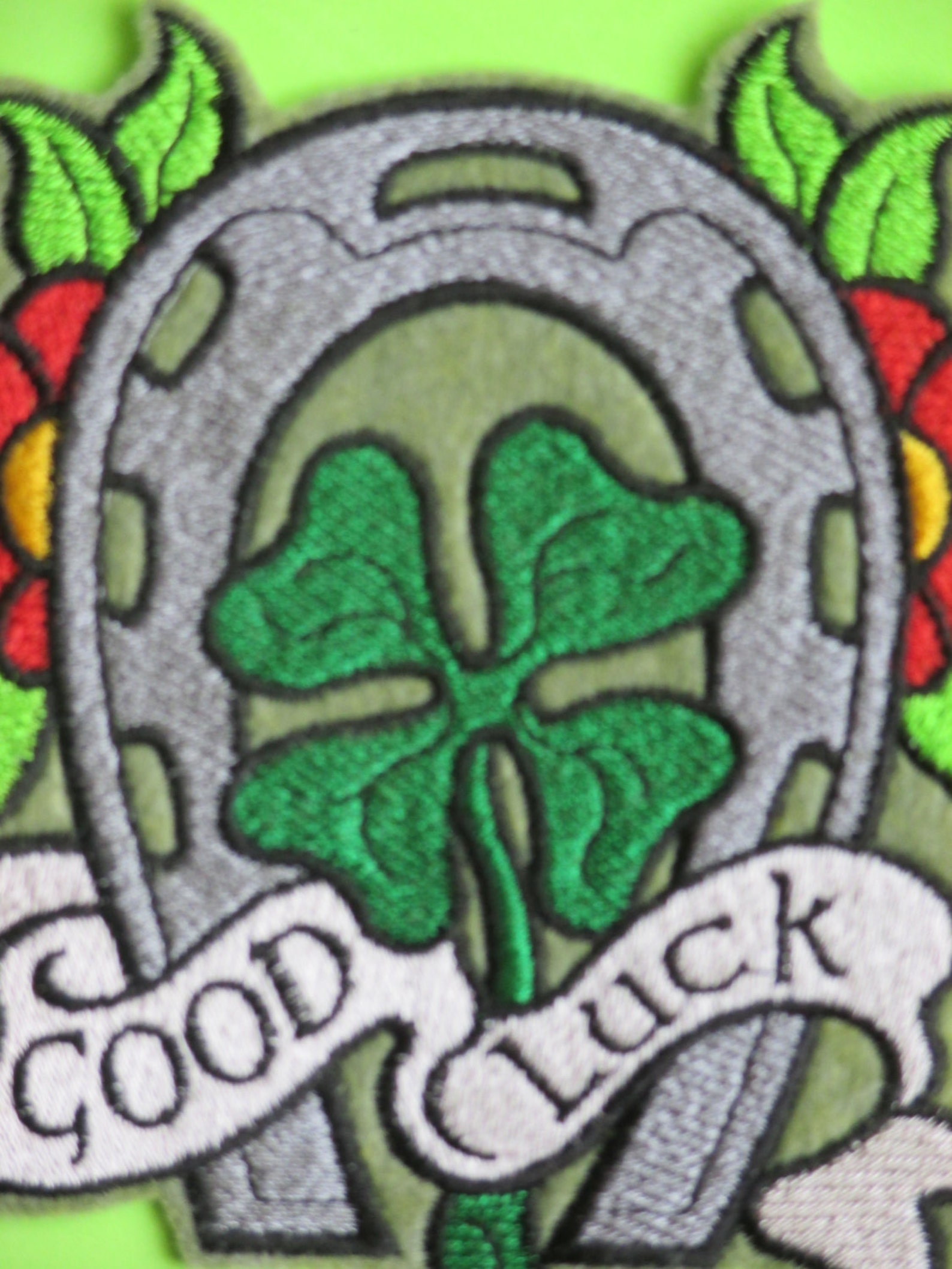 Large Embroidered Good Luck Shamrock and Horseshoe Applique Patch ...