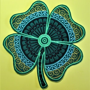 Embroidered Four Leaf Clover Applique Patch, Irish Green, Celtic, St ...