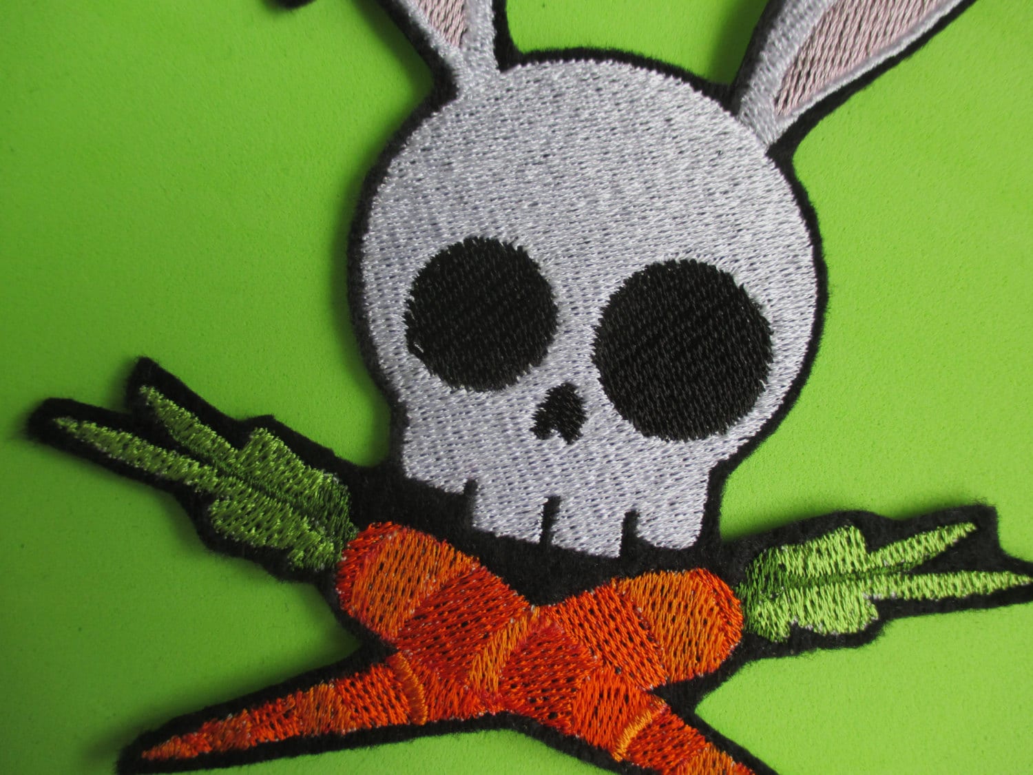 Large Embroidered Rabbit Skull with Carrot Cross Bones Rabbit | Etsy