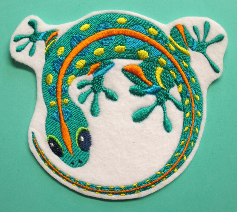 Large Tropical Colored Caribbean Gecko Applique Patch Iron on - Etsy