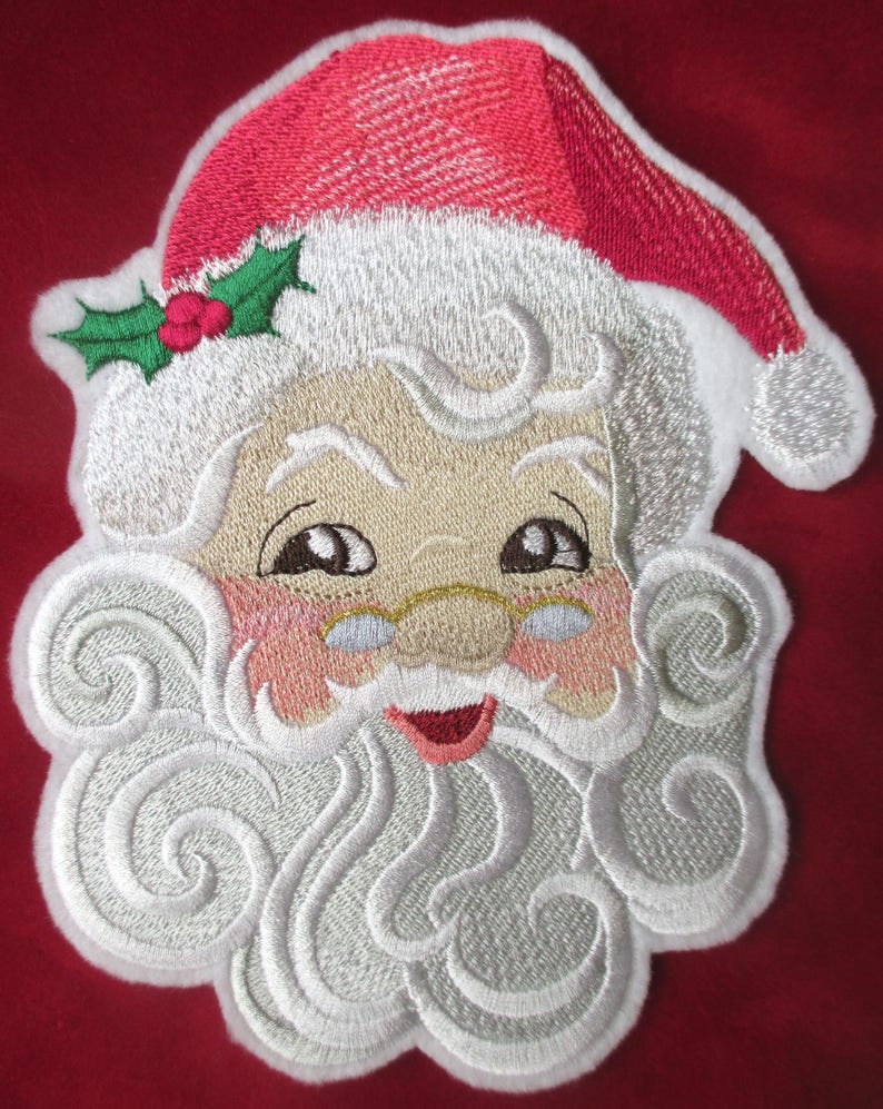 XL Embroidered Santa Applique Patch Christmas Patch Holiday - Etsy