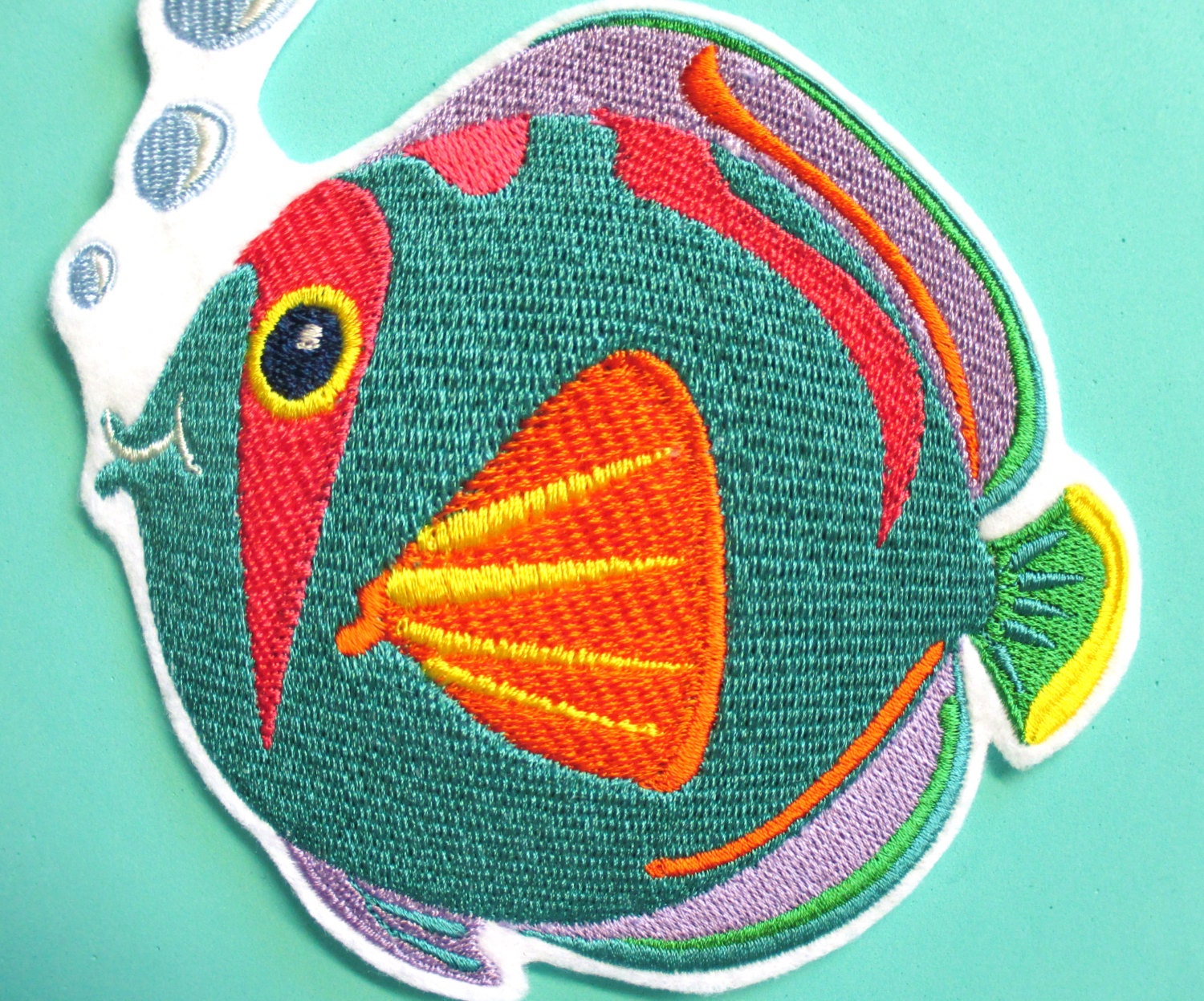 Large Embroidered Colorful Fish Applique Patch Beach - Etsy