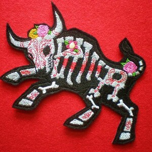 Large Embroidered Toro Muerto Applique Patch, the Skeleton of a Bull ...