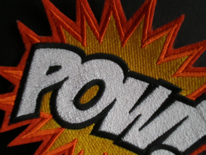 Large Embroidered Iron on Patch POW Super Hero Patch POW | Etsy