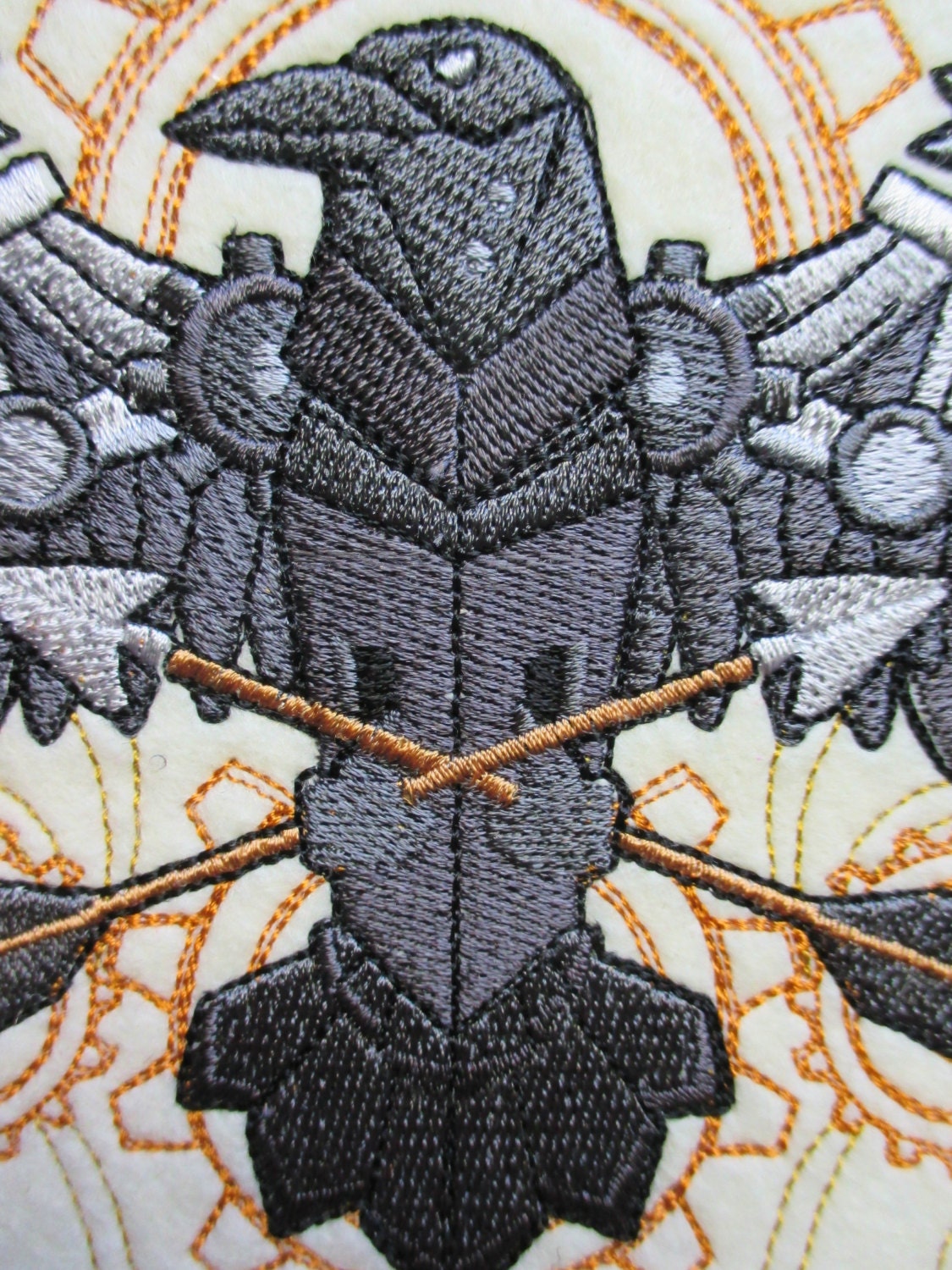 Extra Large Embroidered Western Steampunk Raven Applique Patch, Iron On ...